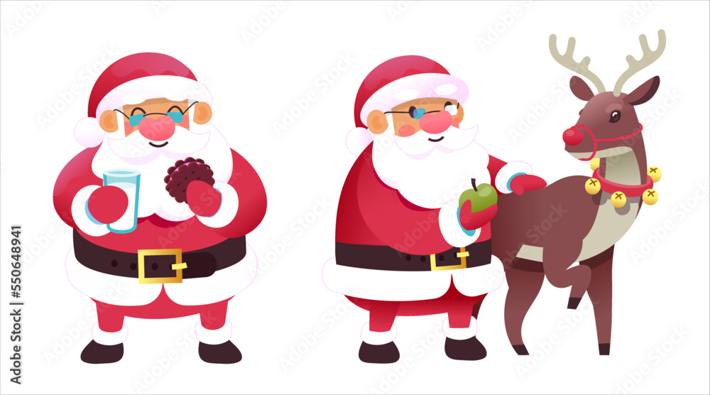 Santas in different situations. Vector illustrations. Christmas images ...