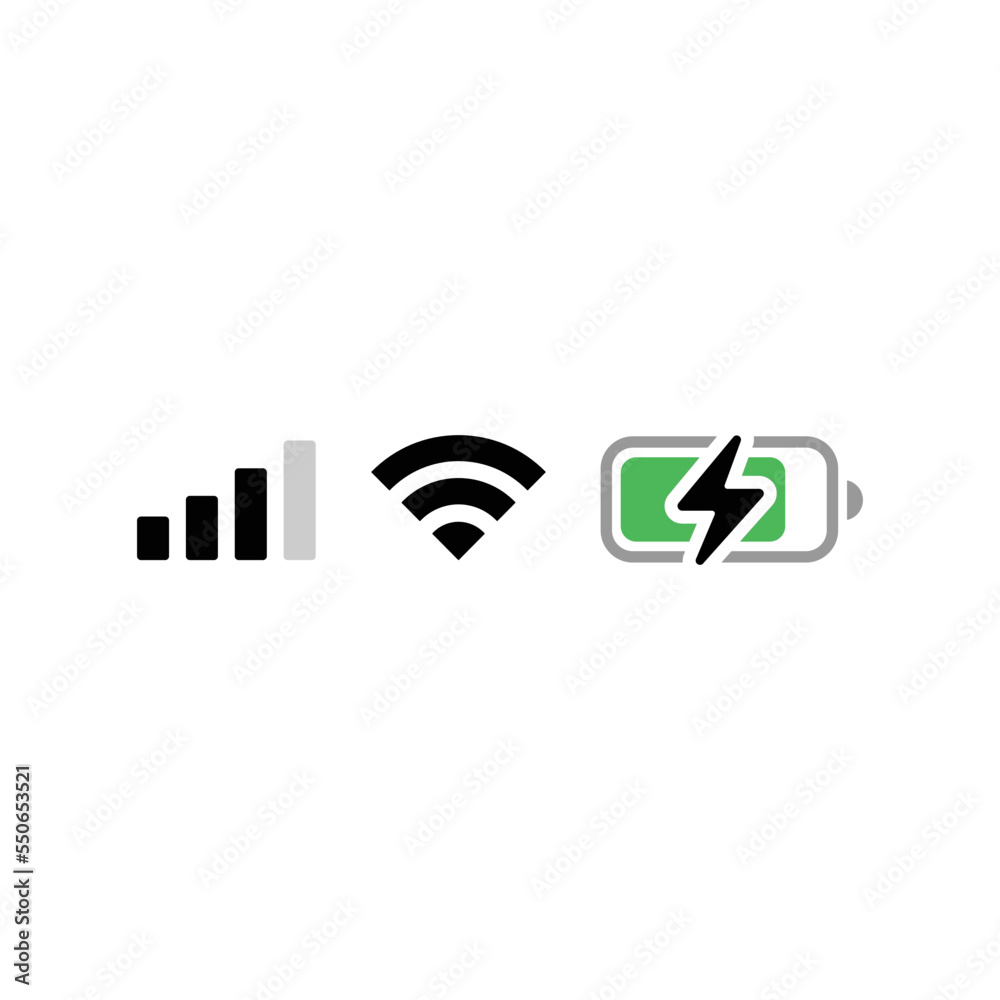 Signal, wifi, battery icon. Status bar symbol modern, simple, vector ... Signal, wifi, battery icon. Status bar symbol modern, simple, vector ...