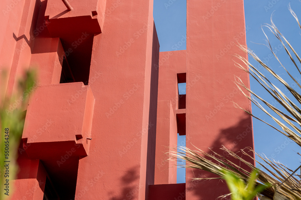 Calpe, Alicante, Spain 11 27 2022 Exterior view to La Muralla Roja (Red ...