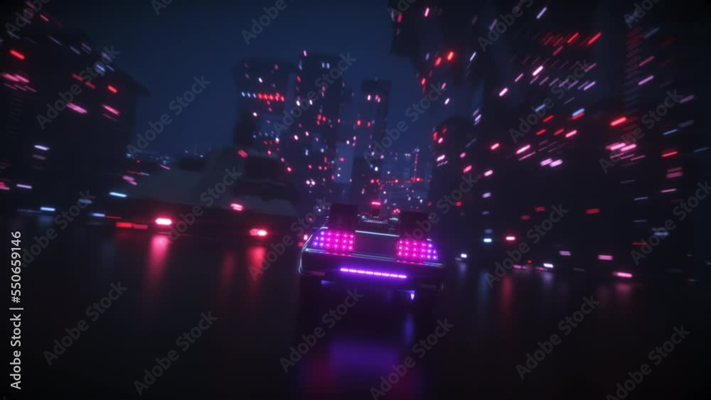 This Stock Motion Graphics Video shows a Sci-Fi Car Riding in CyberPunk City futuristic ...