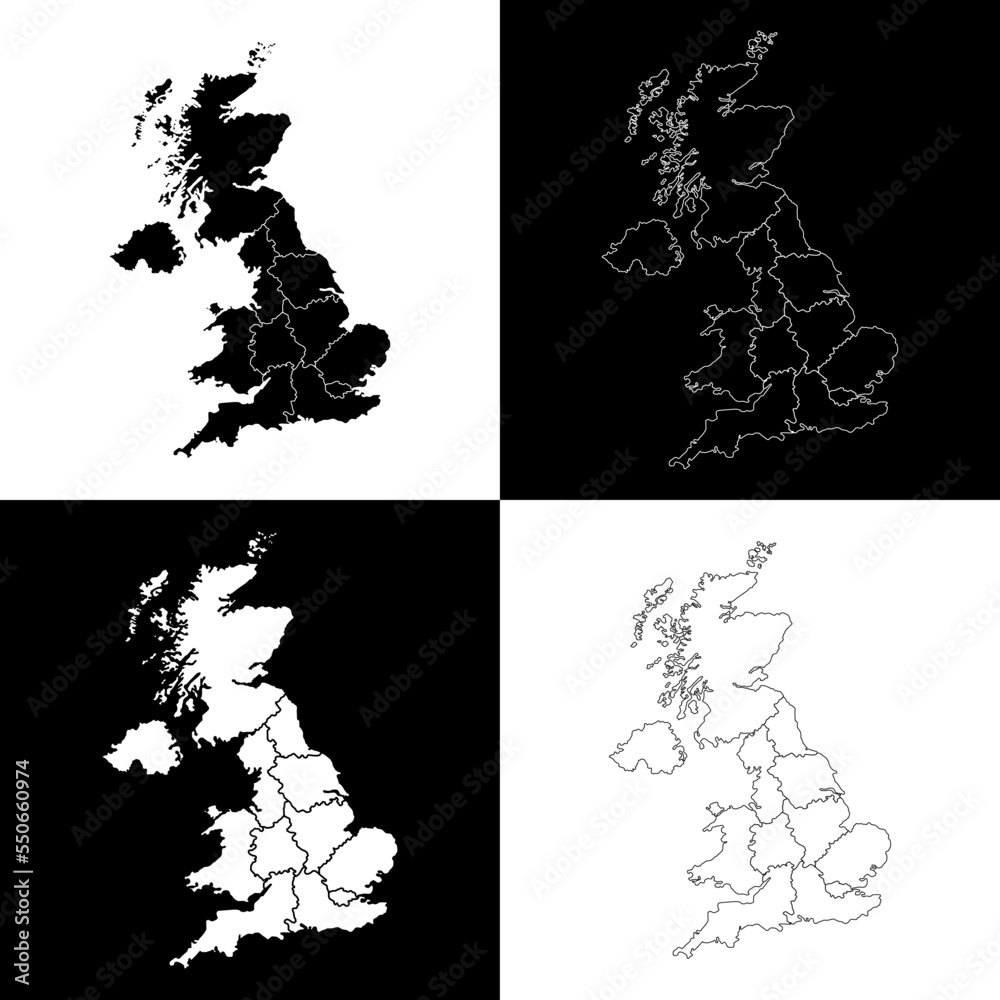 Set of UK region map. Vector illustration. Stock Vector | Adobe Stock