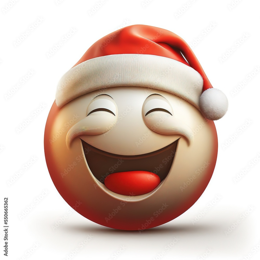 Christmas emoji with a smiley Christmas face wearing a Santa hat ...