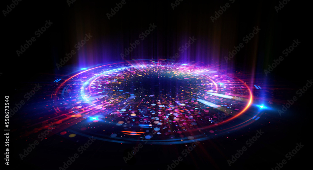 Glow swirl light effect. Circular lens flare. Abstract rotational lines ...