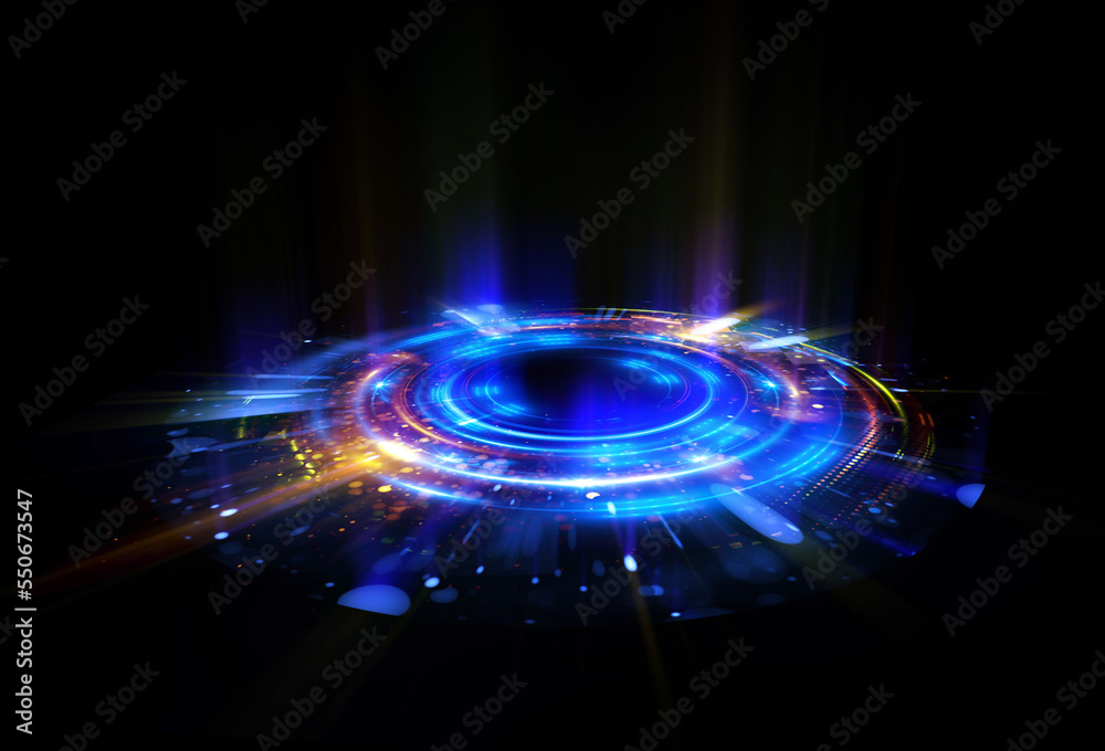 Glow swirl light effect. Circular lens flare. Abstract rotational lines ...