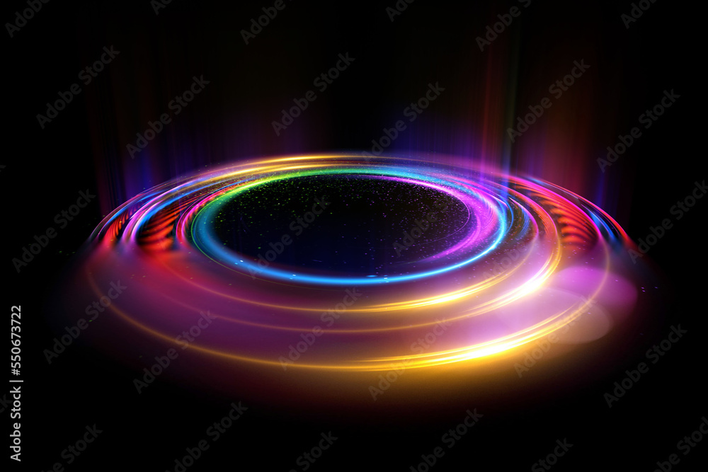 Glow swirl light effect. Circular lens flare. Abstract rotational lines ...