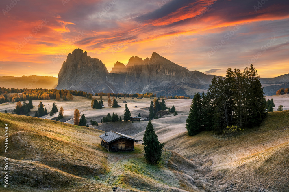 Alpe di Siusi valley in Italian dolomites Stock Photo | Adobe Stock