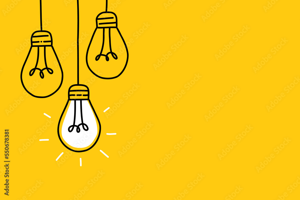 Background creative idea with hand drawn light bulbs and lines Stock ...