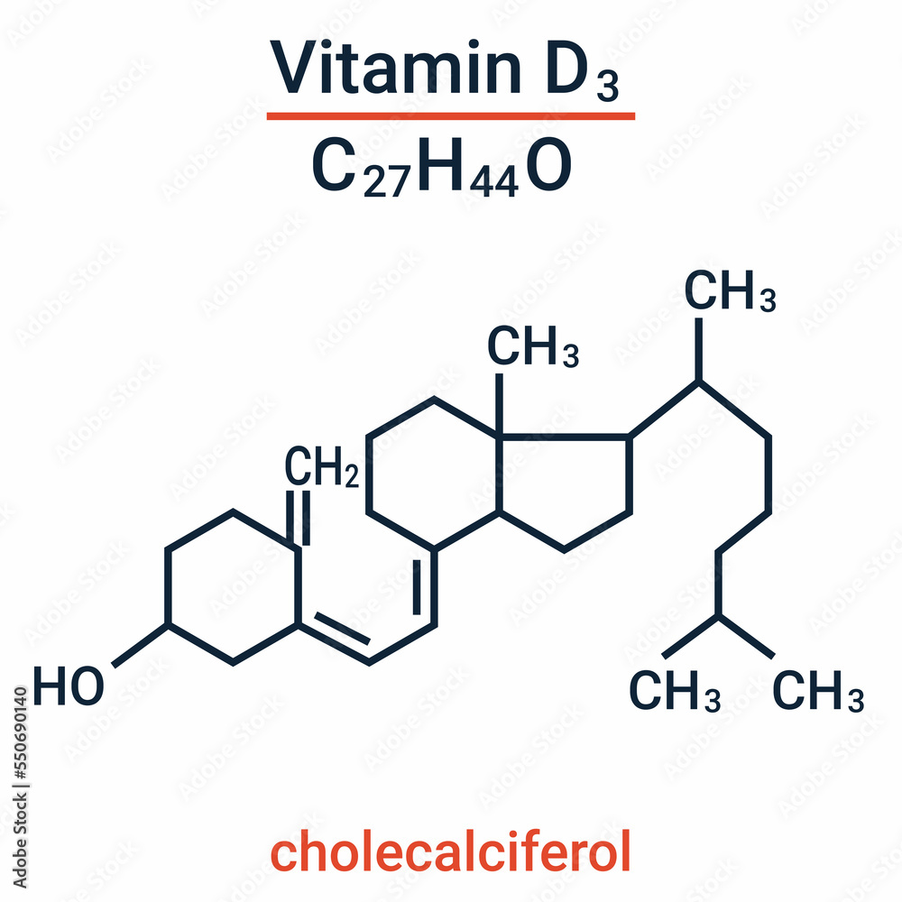 Vitamin D - cholecalciferol. Vector illustration for medical articles ...