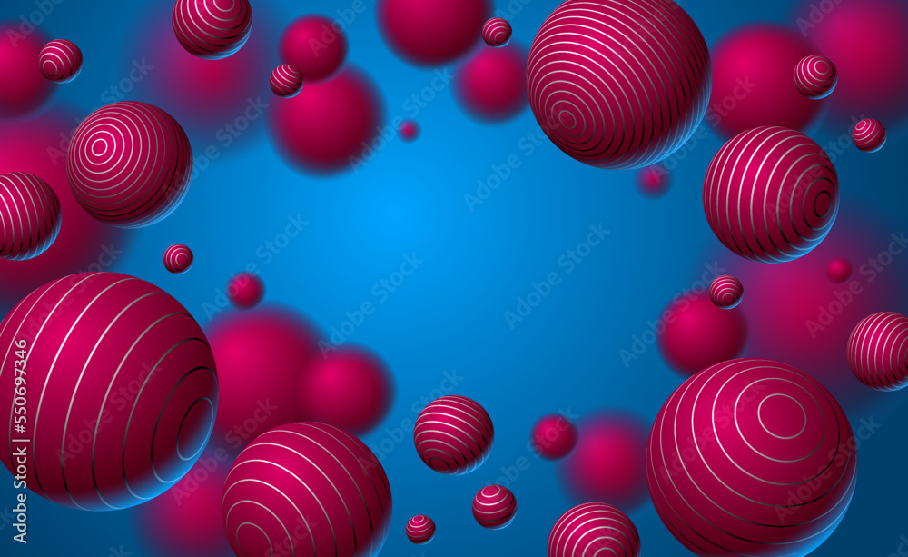 Realistic lined spheres vector illustration with blank copy space ...
