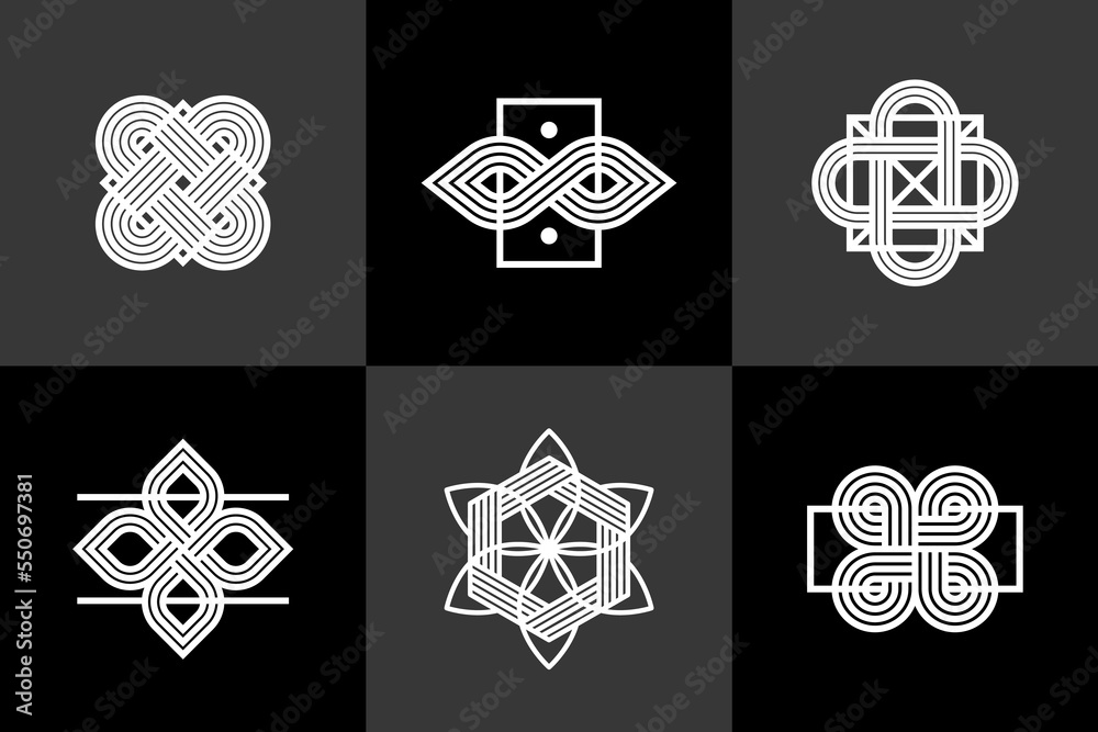 Abstract geometric linear symbols vector set, graphic design elements ...