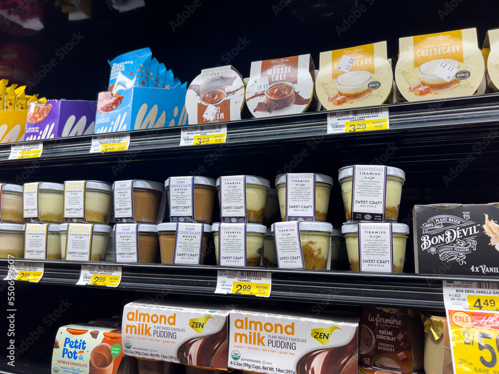 Snohomish, WA USA - circa November 2022: Close up view of refrigerated ...