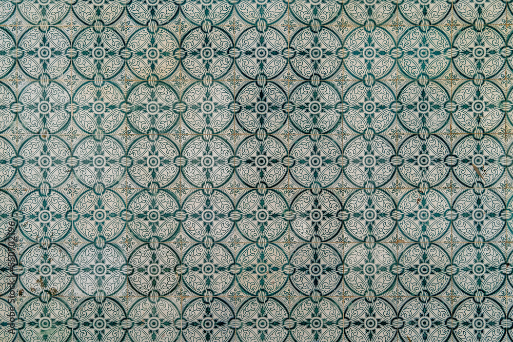 Retro pattern old vintage floor tiles. Portuguese House style exterior ...