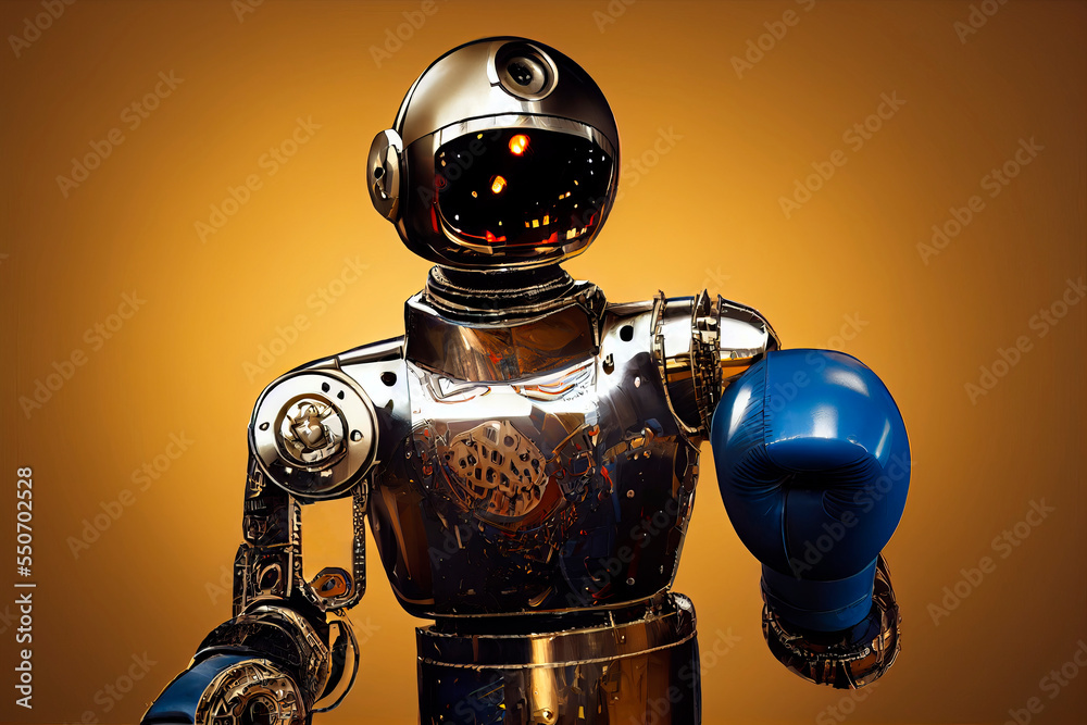 Robot boxer winner of the Olympic Games. Futuristic Sport 2030 ...