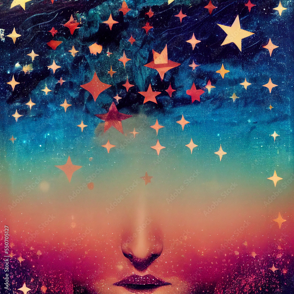 Contemplating the compexity of the universe, starry sky wonder, wishing ...