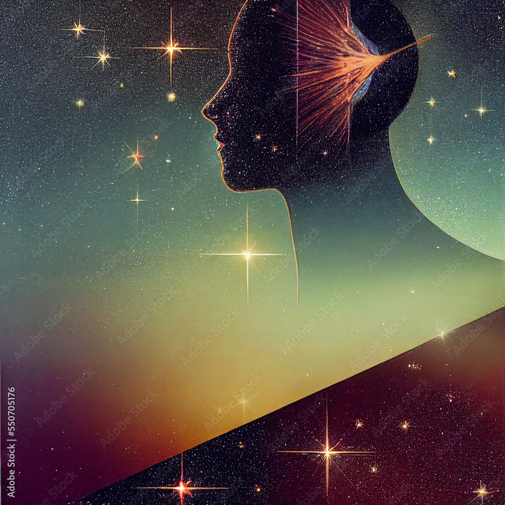 Contemplating the compexity of the universe, starry sky wonder, wishing ...