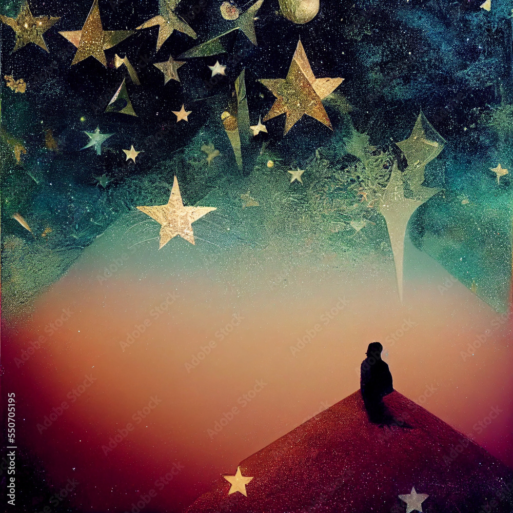 Contemplating the compexity of the universe, starry sky wonder, wishing ...