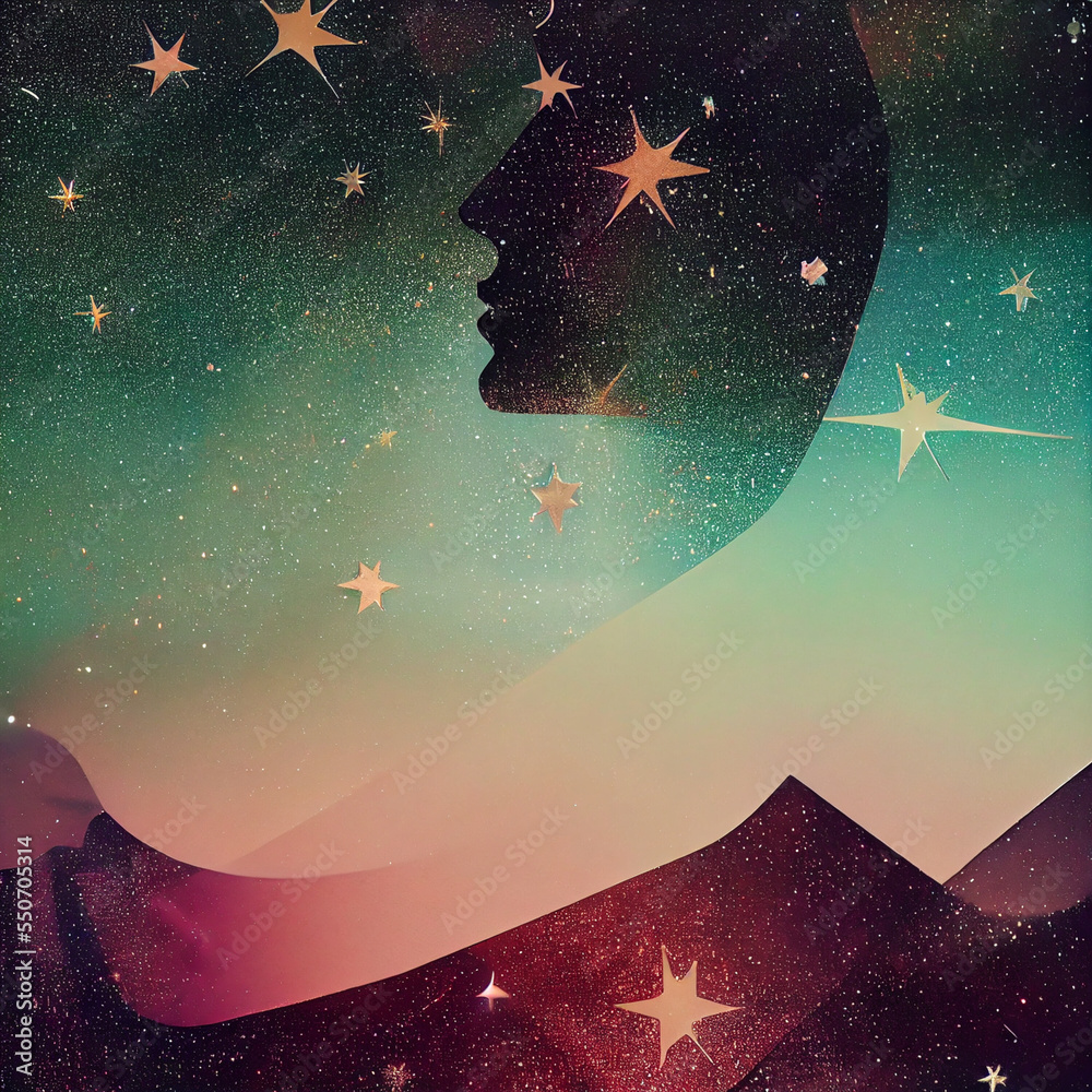 Contemplating the compexity of the universe, starry sky wonder, wishing ...