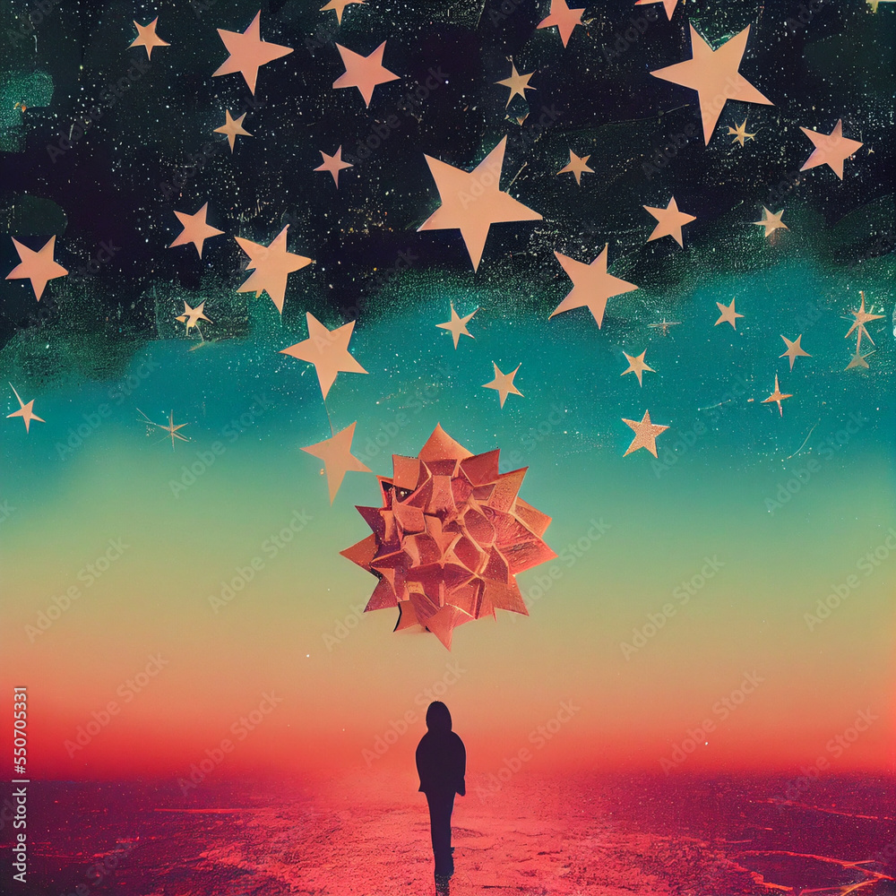 Contemplating the compexity of the universe, starry sky wonder, wishing ...