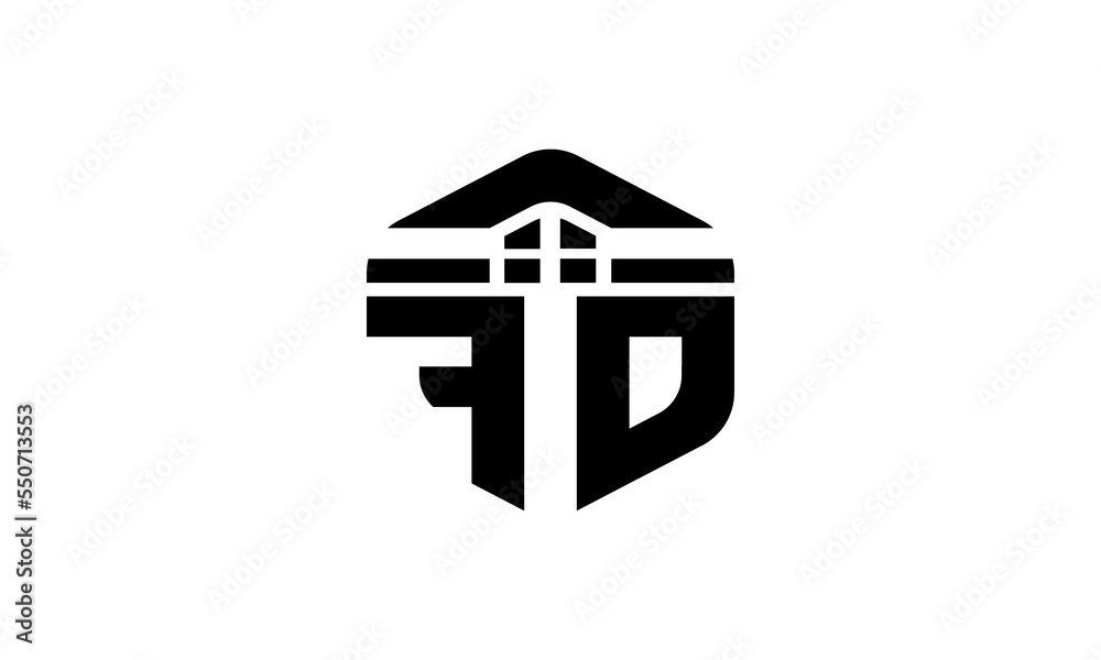 Initial FD letter with real estate logo design. FD real estate, house ...