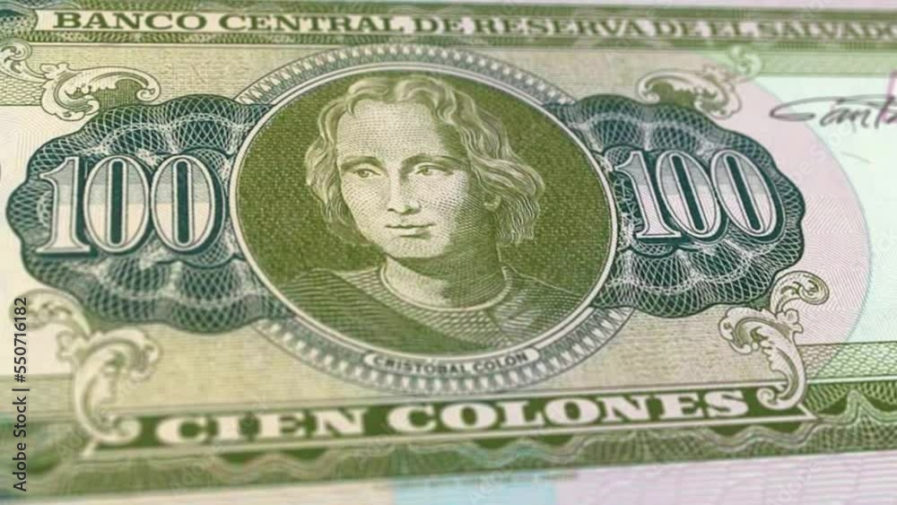 Vidéo Stock El Salvador Salvadoran Colón 100 Banknotes, One Hundred ...