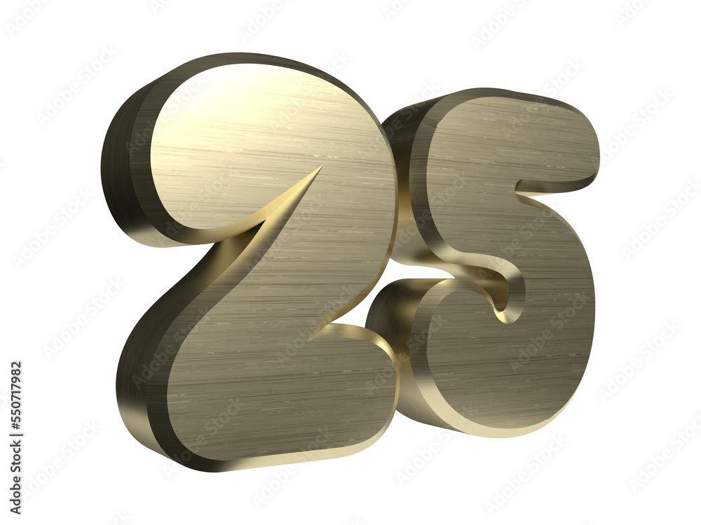 Isolated Logo of Silver Jubilee Anniversary. Gold Metallic Three ...