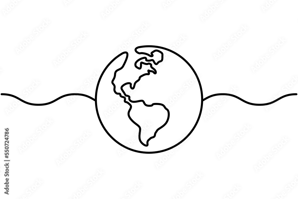 Continuous one line drawing a world map vector on white background ...