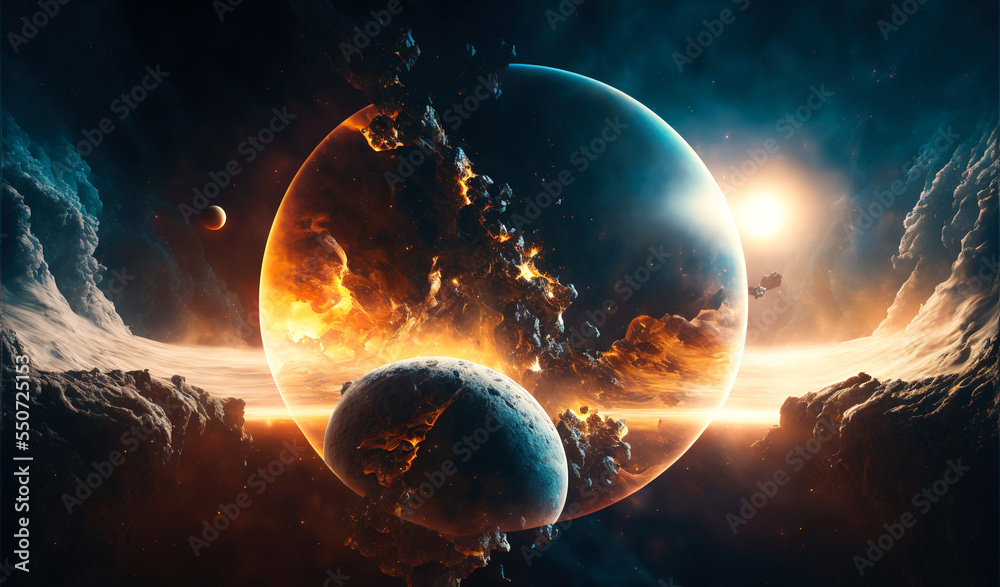 Futuristic space wallpaper illustration background, concept art ...