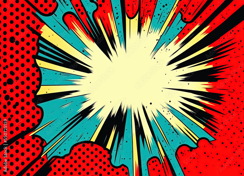 Happy comic pop art strip radial background, graffiti. Comic pop art ...