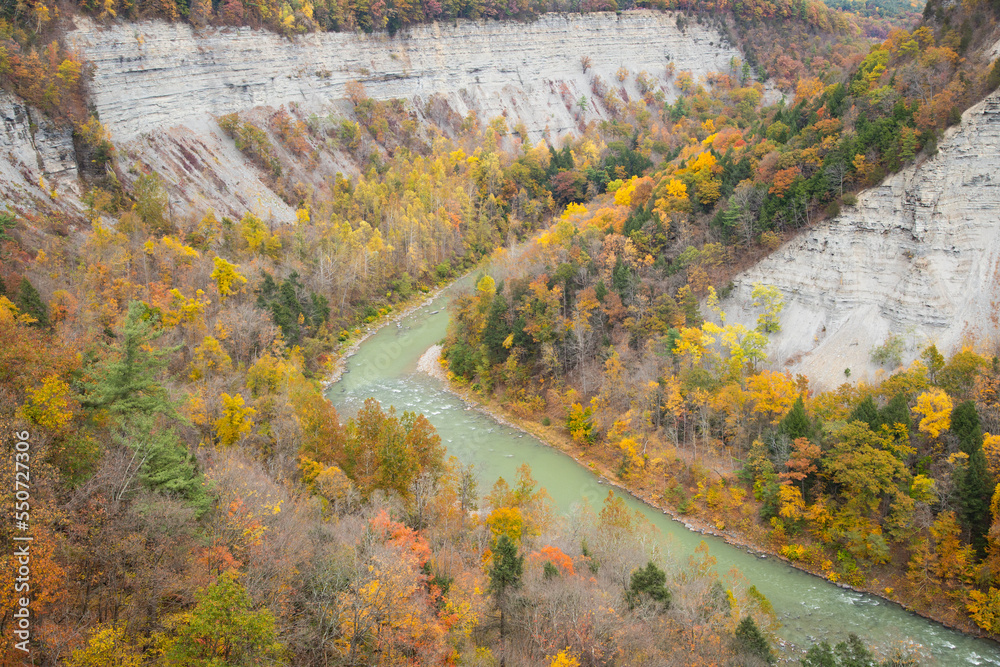 Letchworth State Park, New York. Gorge cliff canyon overlook. Genesee ...
