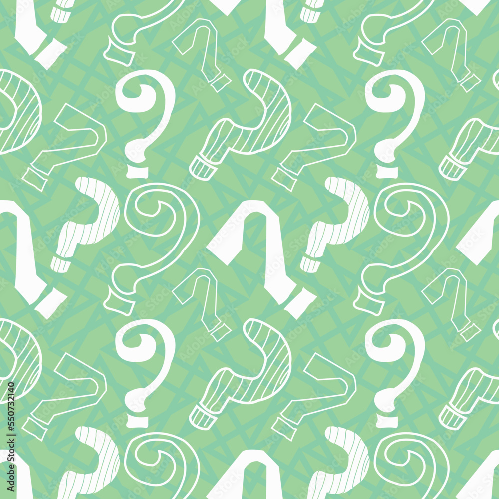 Seamless pattern with handwritten question marks on blue background ...