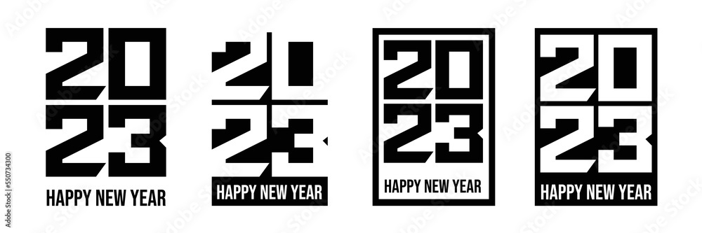 2023 Happy New Year logo text design. 2023 number design template ...