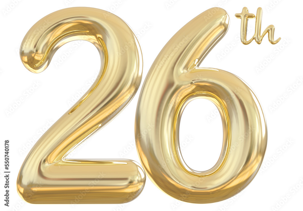 26th anniversary numbers gold celebrate number Stock Illustration ...