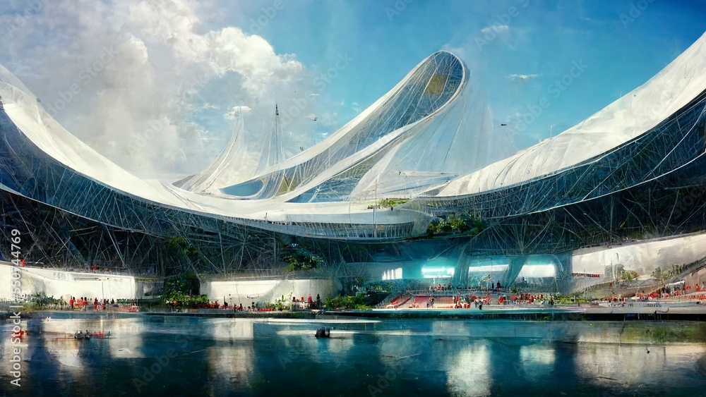 sports stadium futuristic render soccer football arena ilustração do ...