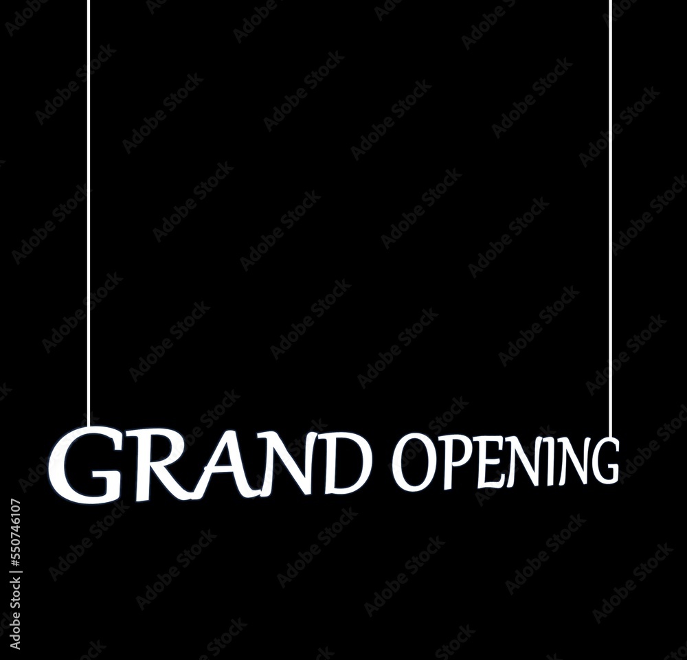 Grand opening, Coming soon, Opening soon hanging white text with black ...