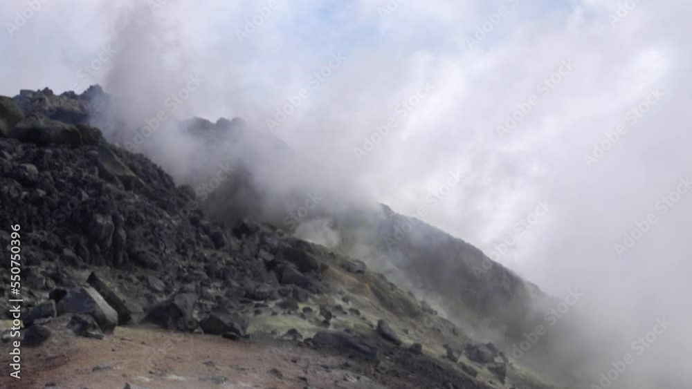 In active volcano crater (volcanic vent) - lava with fragmentary ...