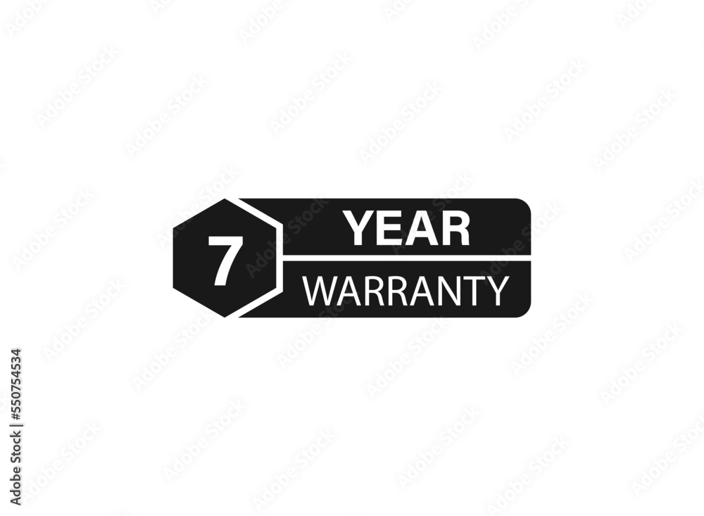 7 year warranty stamp on white background. Sign, label, sticker. Stock ...