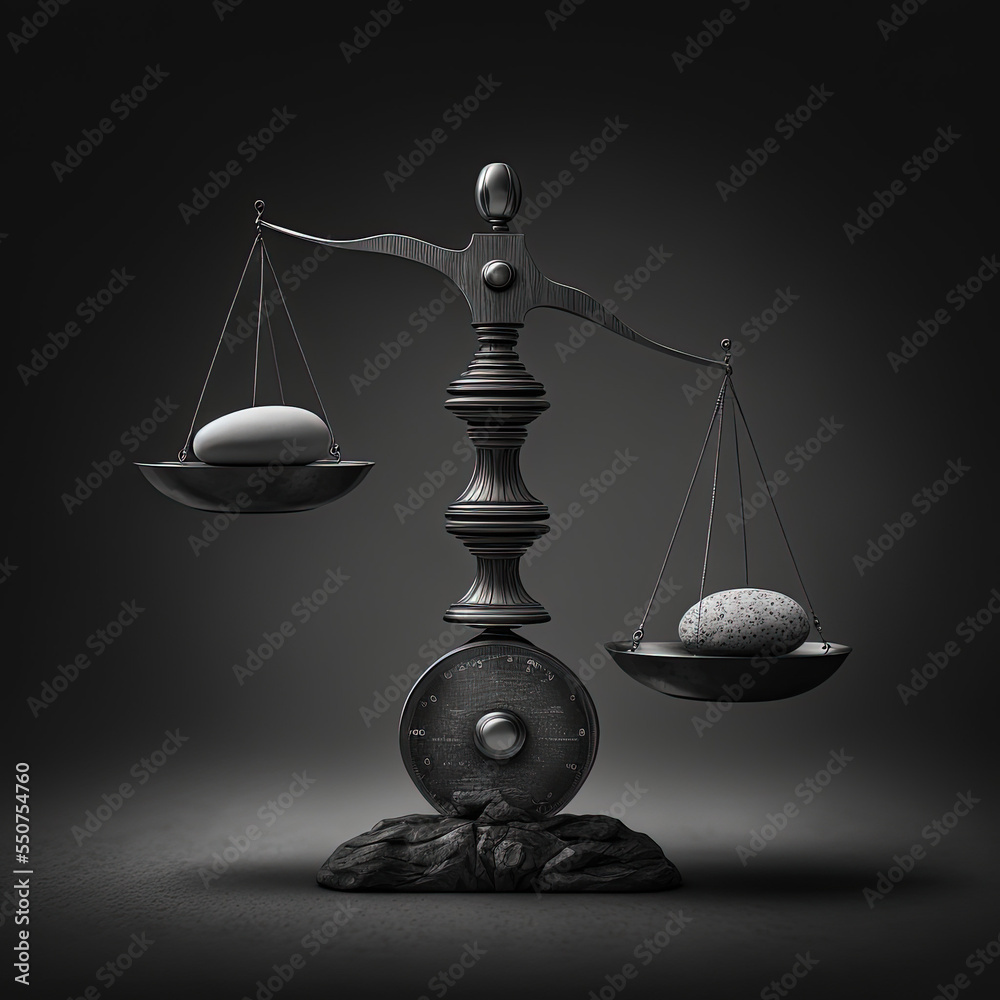 Balance Scale with a Rock on Each Side | Midjourney Generative AI Stock ...