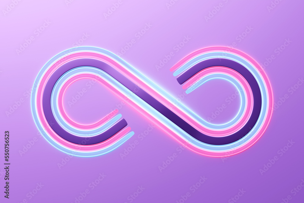 Colorful infinity symbol template. 3d illustration of a realistic sign ...