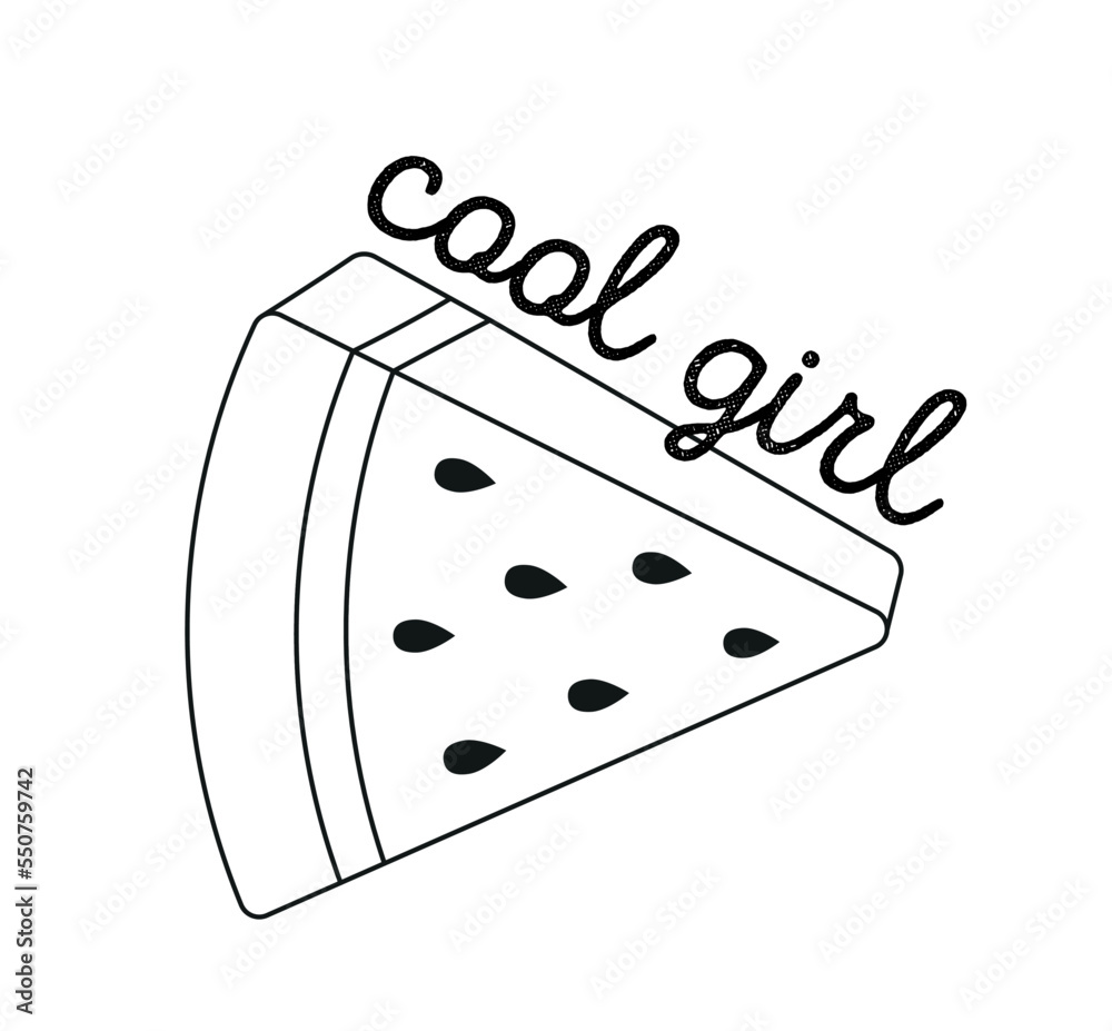 Cool girl concept. Piece of watermelon, natural and organic product ...