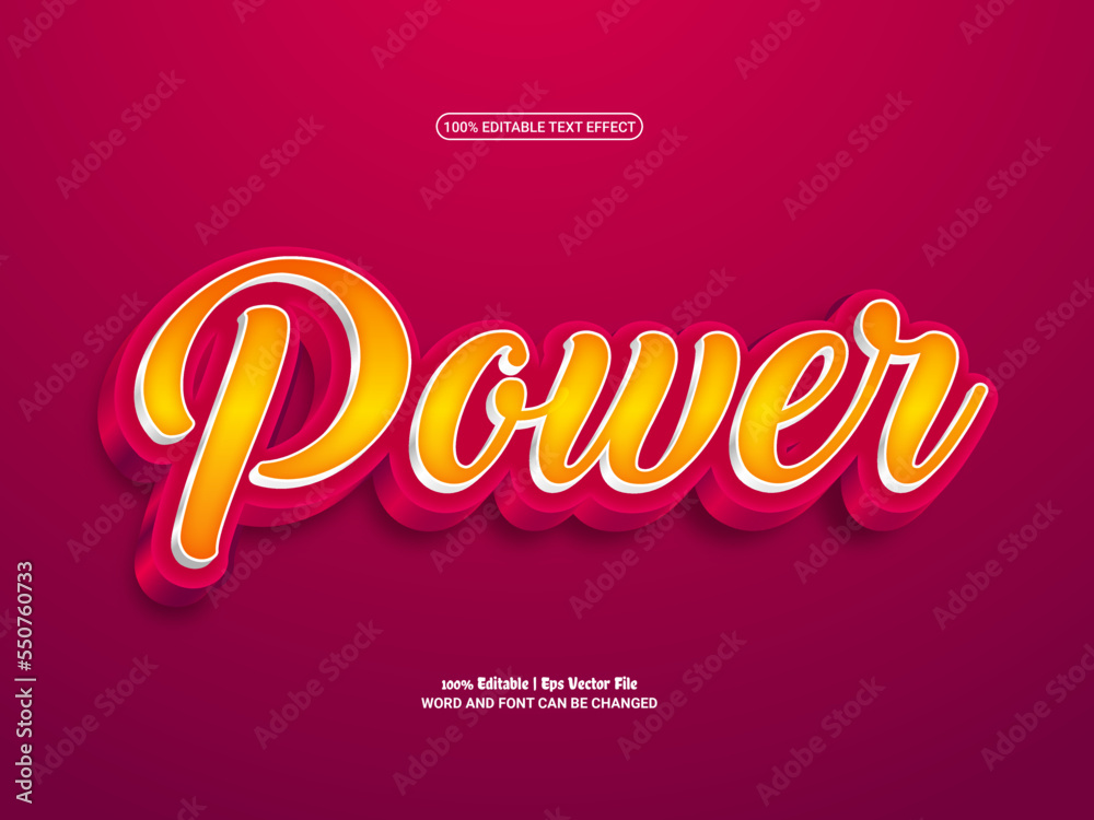 Power 3d editable premium vector text effect Stock Vector | Adobe Stock