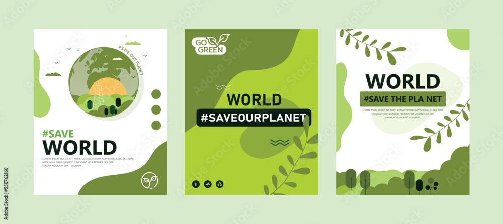 World Environment Day. earth day poster with green background leaves ...