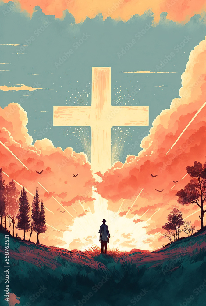 Spiritual illustration jesus cross christianity background art crucifix ...
