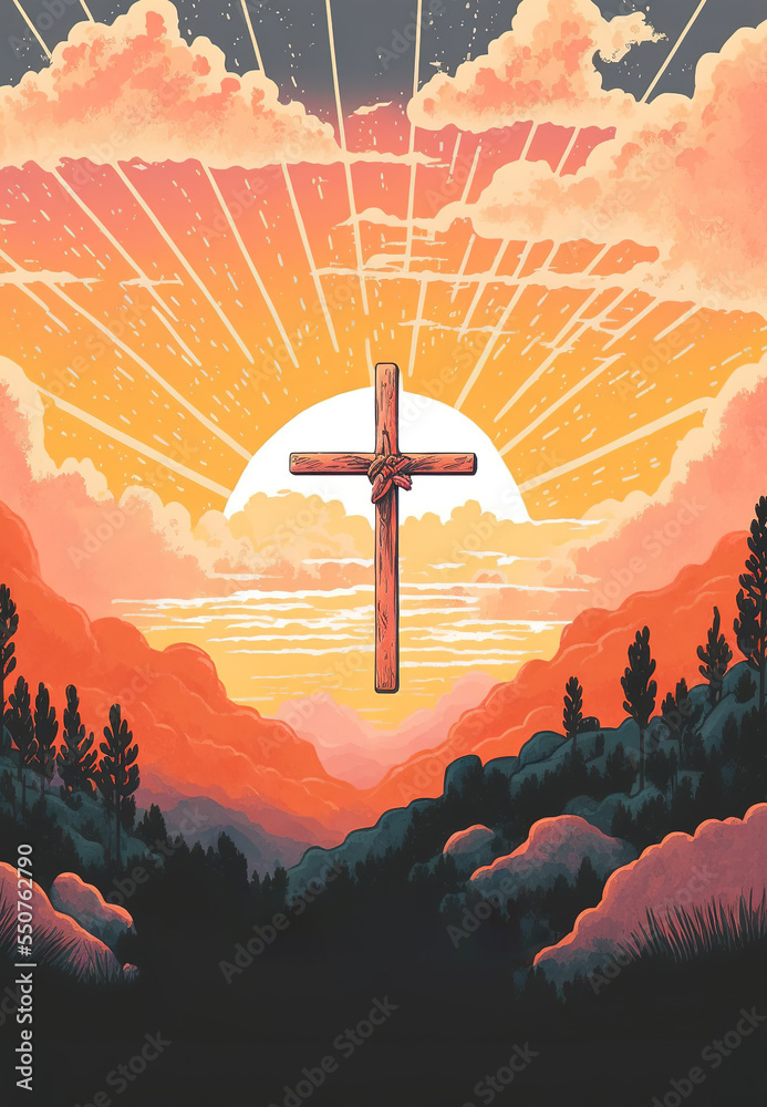 Spiritual illustration jesus cross christianity background art crucifix ...