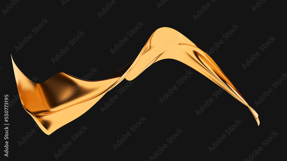 gold fabric floating freely over a white background.,3d rendering Stock ...