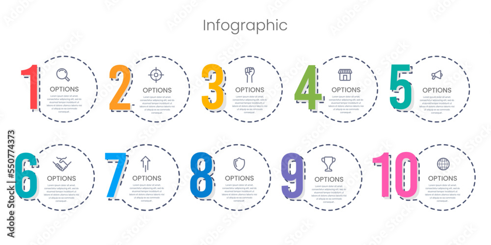 Set of numbers 1 to 10 circle patch infographic. Vector illustration ...