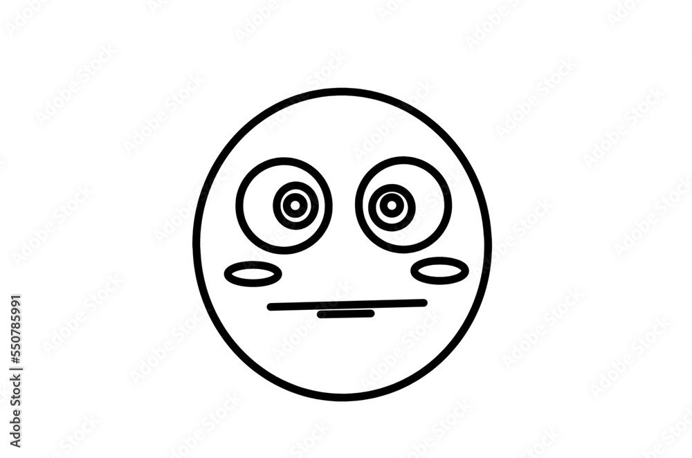 Shocked emoji face line art drawing line art Stock Illustration | Adobe ...