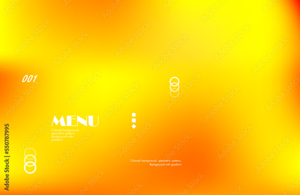 Colored background with yellow and orange gradient and Menu text ...