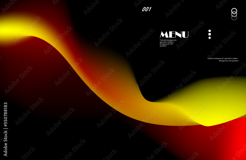 Colored background with black yellow and red gradient and Menu text ...