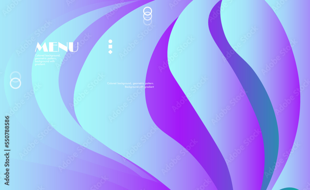 Colored background with pale blue and purple gradient and Menu text ...