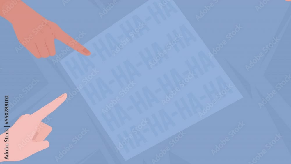 Animated mockery illustration. Cyber harassment. Fingers pointing to ...